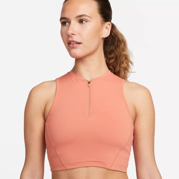 Nike | Tops | Nike Pro Womens Drifit Crop Tank Top Peach 2 Zip ...